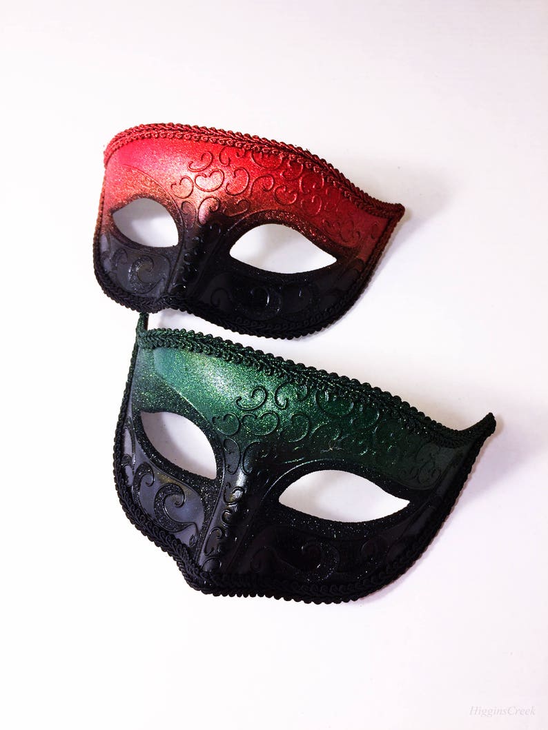 Red Green Theme Masquerade Mask for Men Christmas Party Masks - Etsy
