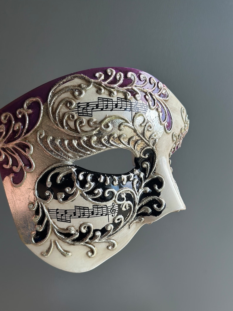 Purple Venetian Masquerade Mask, Mens Mask, Half Face Mask, Phantom ...