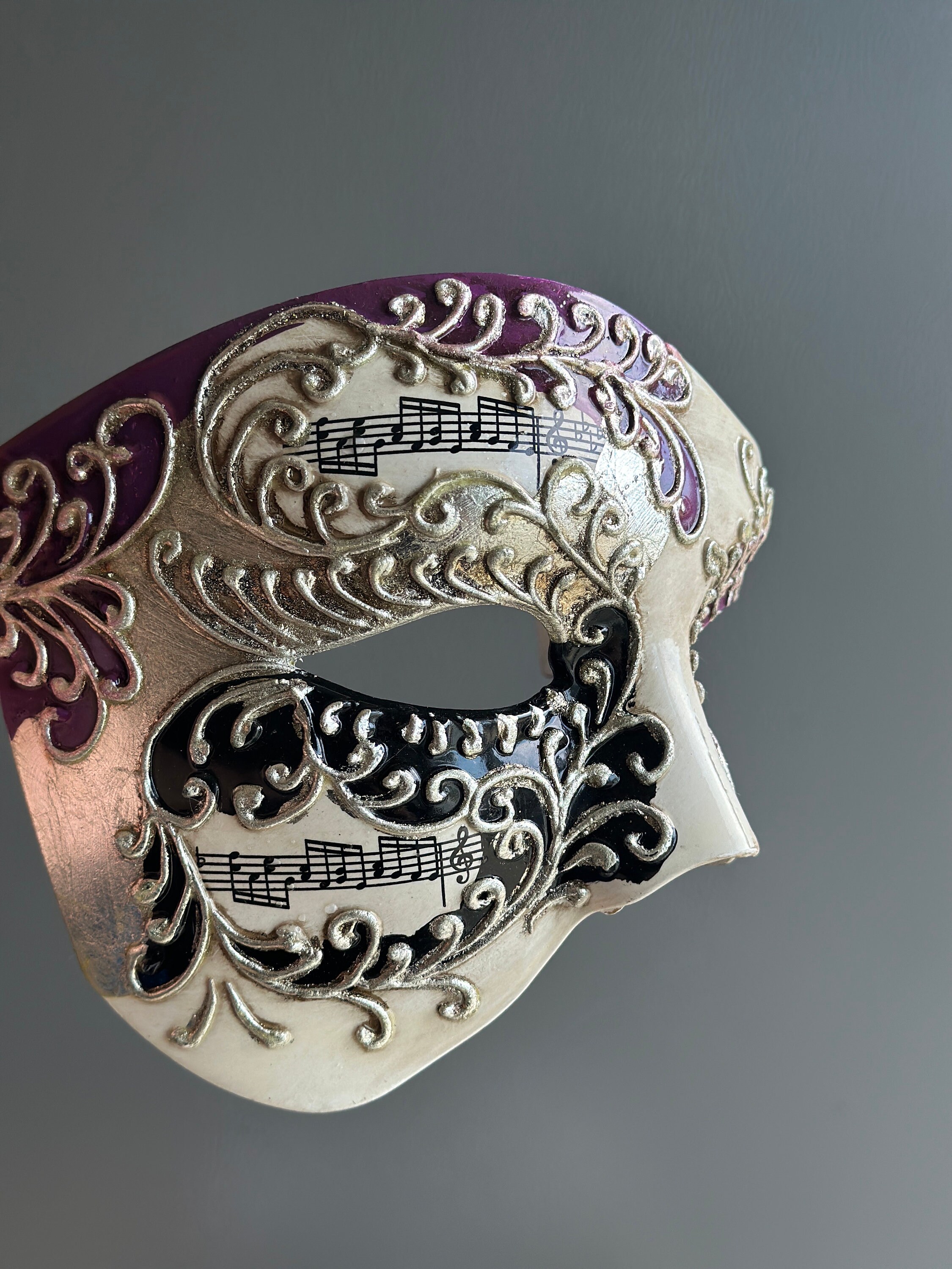 Purple Venetian Masquerade Mask, Mens Mask, Half Face Mask, Phantom ...