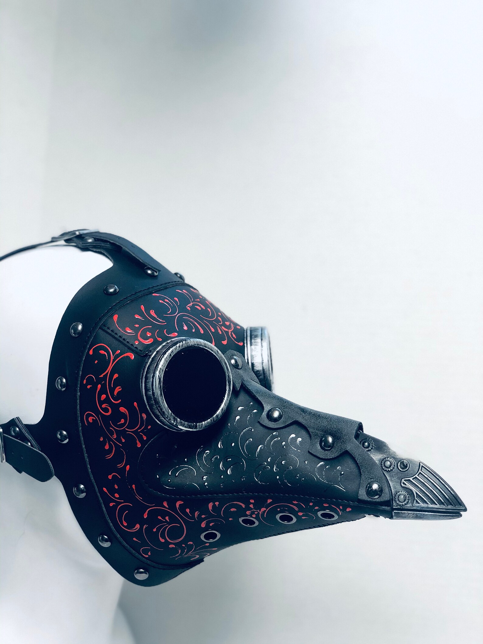 Black Red Plague Doctor Mask PU Leather Plague Mask Bird Mask - Etsy