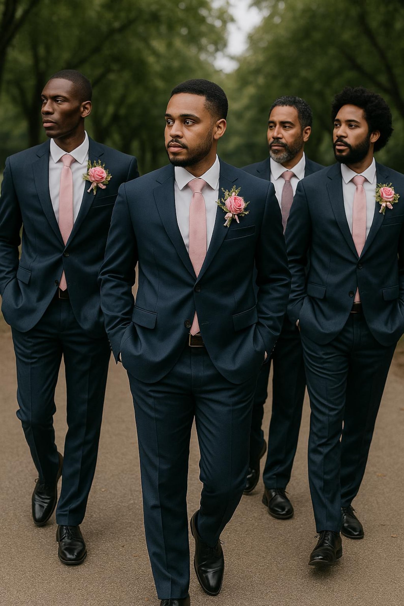 Groom and Groomsmen Pink Rose Wedding Boutonniere Set - Etsy