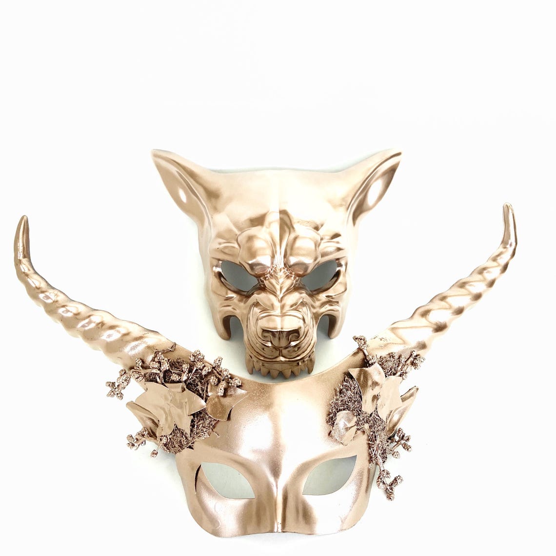 Masquerade Mask Couples L Mythical Creature L Women Horn Headdress L ...