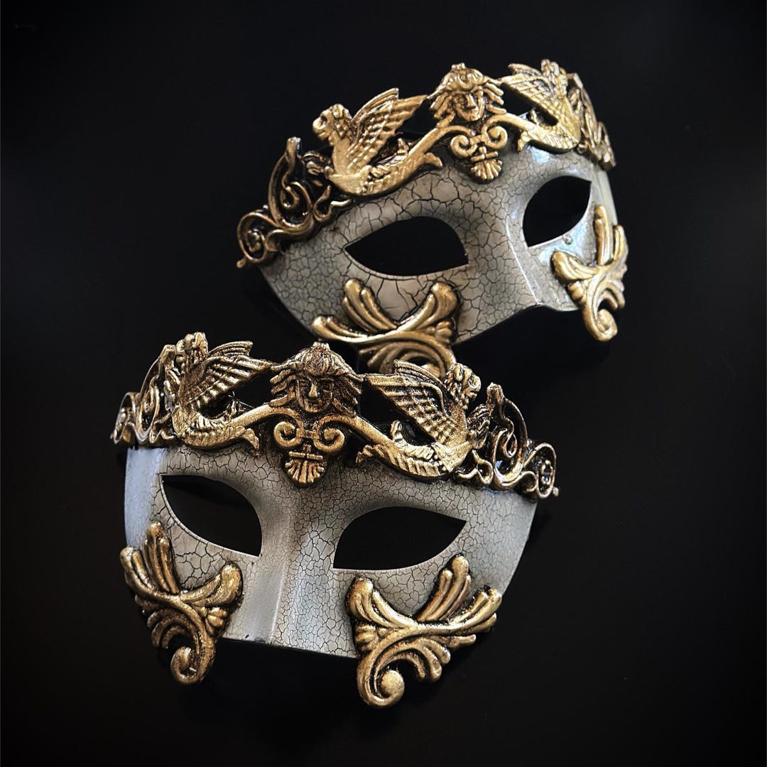 Gold Crackle Gladiator Mask, Mens Masquerade Mask, Masquerade Ball ...