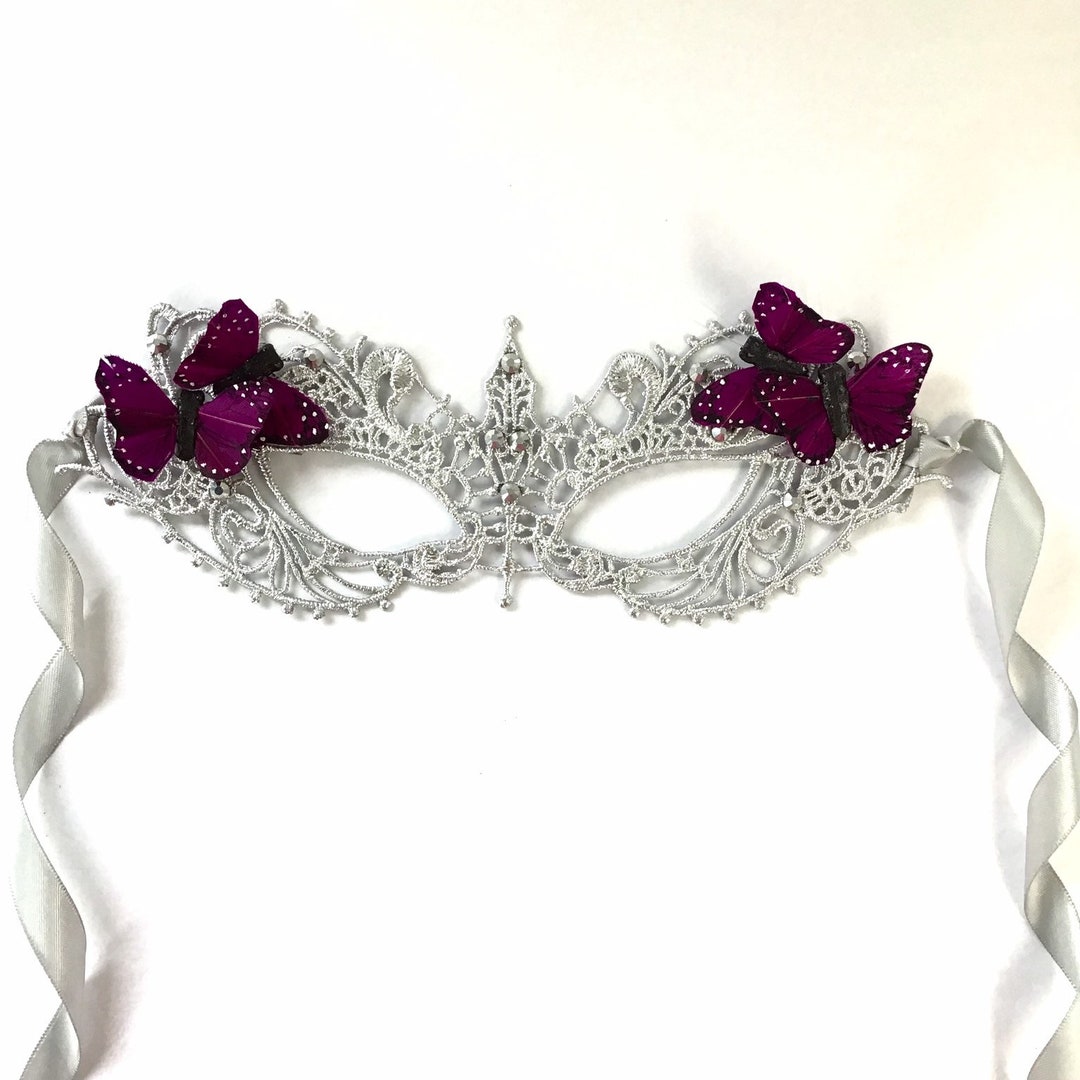 Women Lace Mask L Purple Butterfly Mask Women L Festival Mask L ...