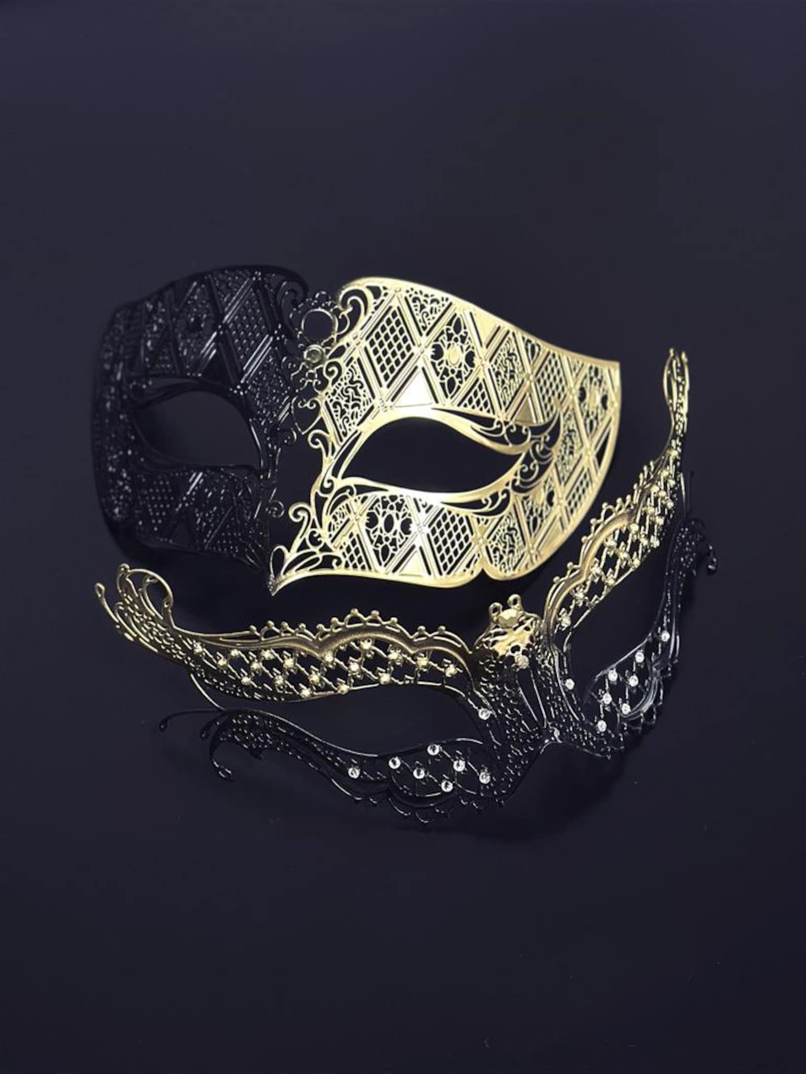 Black Gold Mens Masquerade Mask Set, Mens Prom Masks, Venetian Masks ...