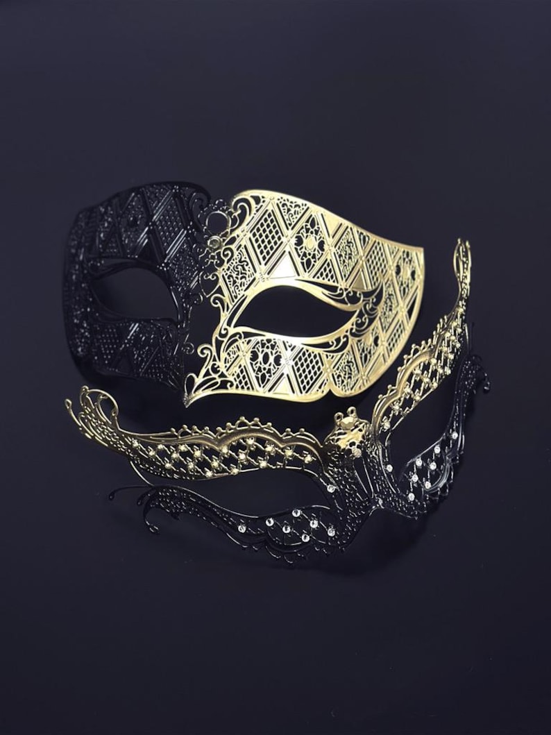 Black Gold Mens Masquerade Mask Set, Mens Prom Masks, Venetian Masks ...
