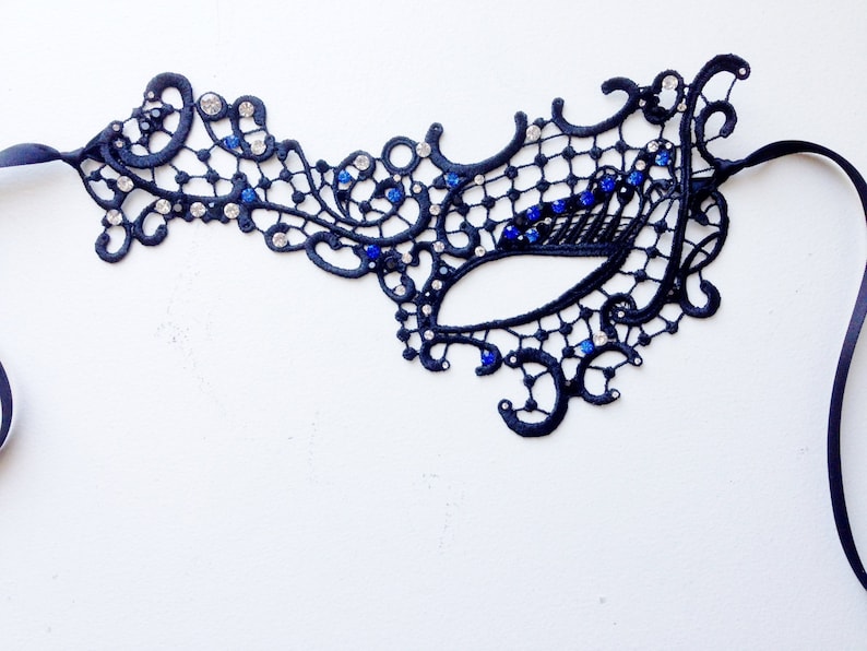 Black Lace Mask, Masquerade Ball Mask Woman Half Face With Rhinestones ...