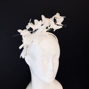 Bridal Headpiece White Butterfly Headpiece, White Fascinator Headband ...