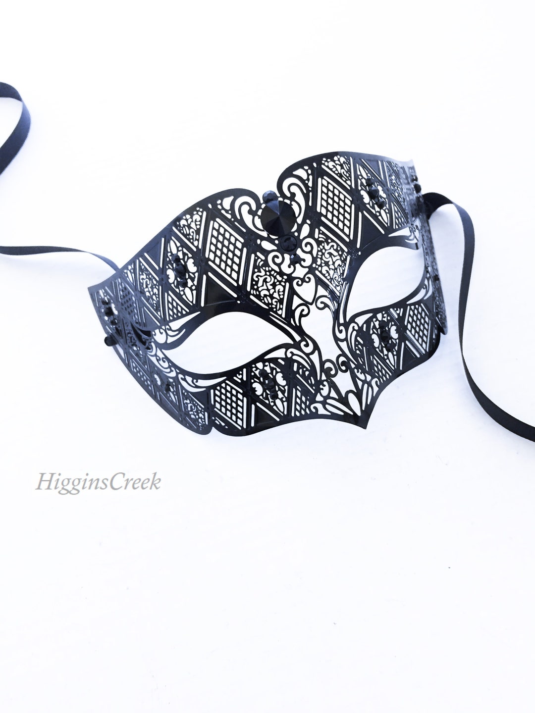 Black Metal Mask for Men - Masquerade Ball, Halloween Party Mask - Etsy