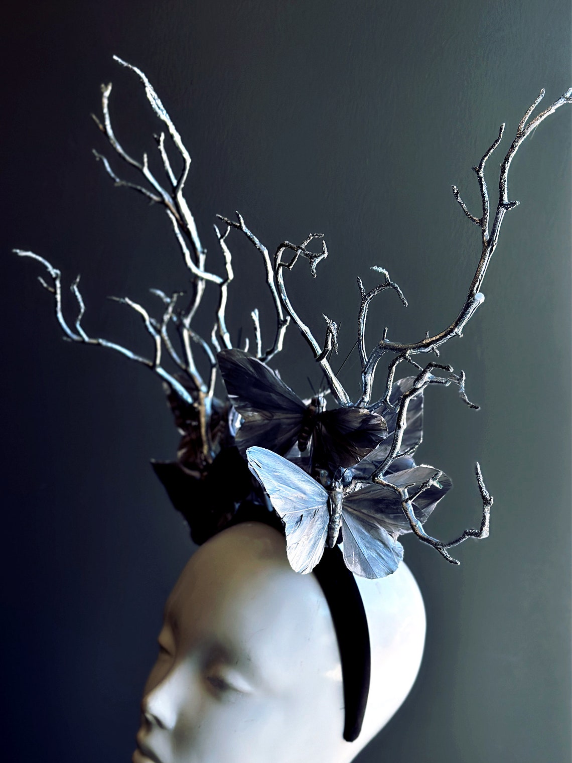 Silver Nature Crown, Woodland Forest Headpiece, Tree Branch Magical ...