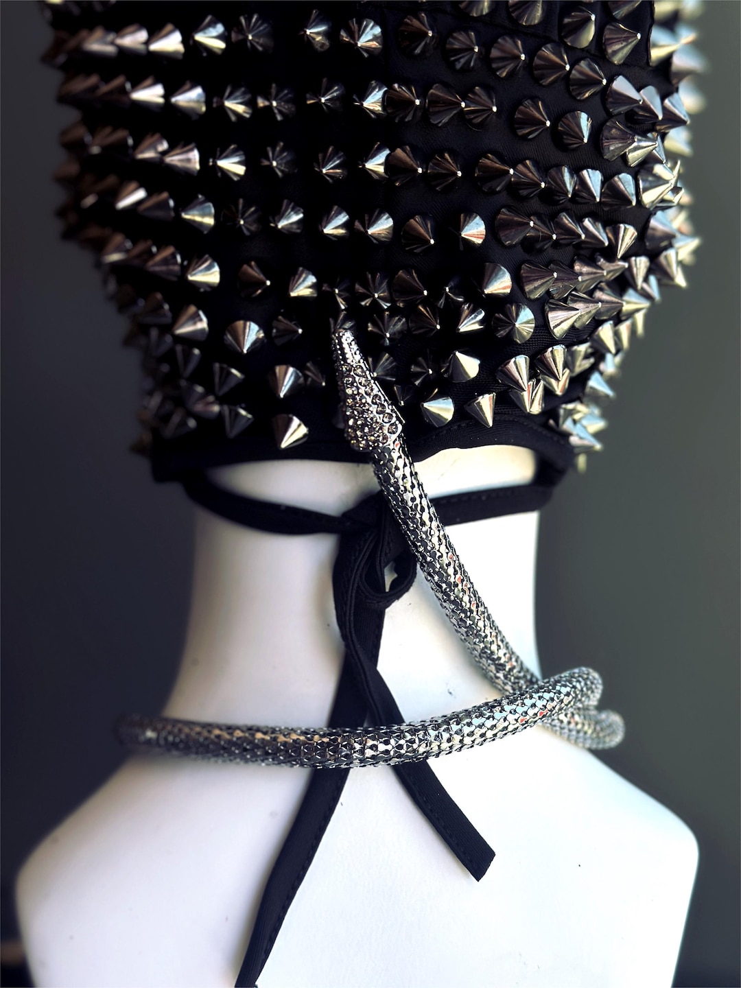 Gold Spike Full Face Mask Snake Jeweled Over the Head Mask Black ...