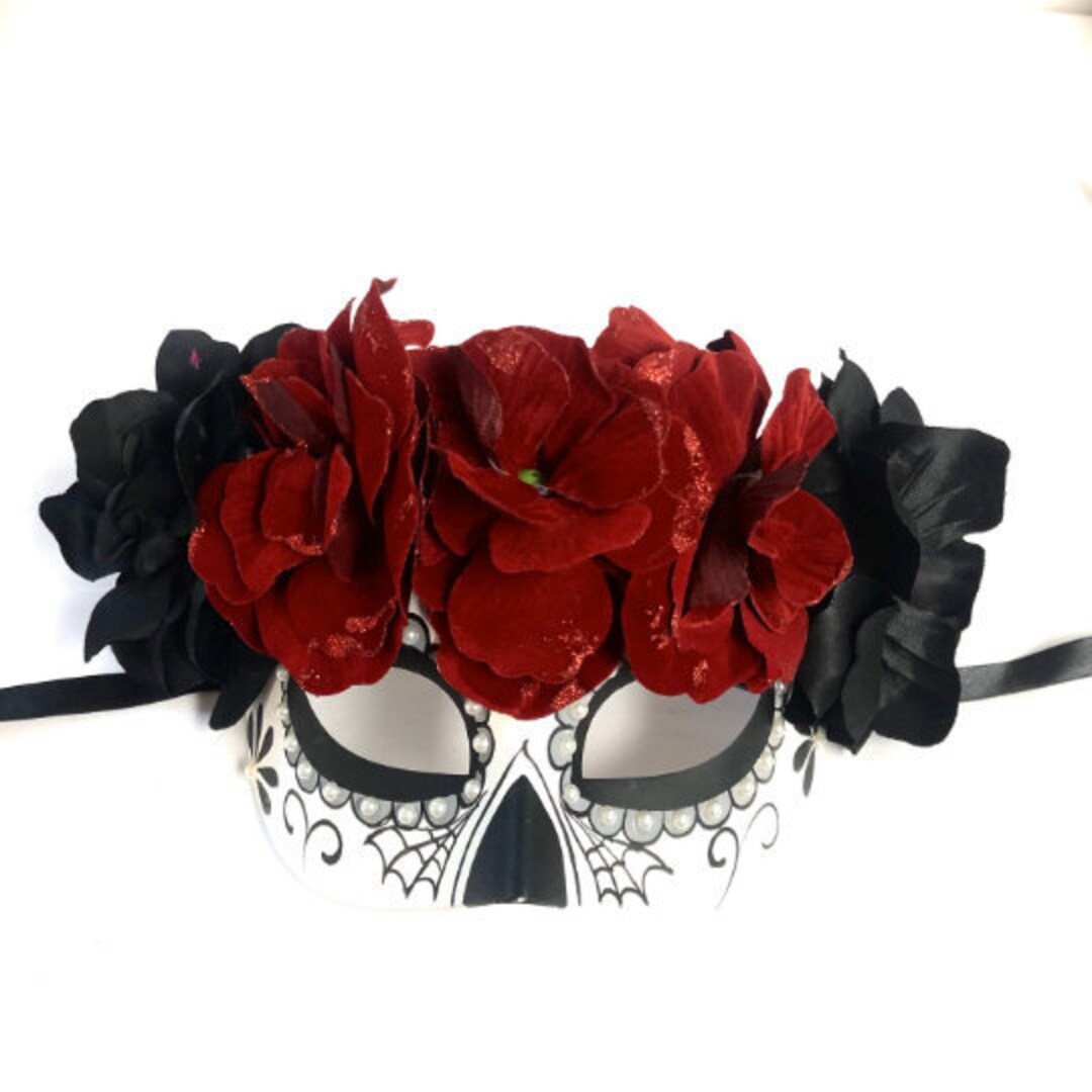 Catrina Mask Masquerade Red Sugar Skull Mask Day of the Dead, Dia De ...