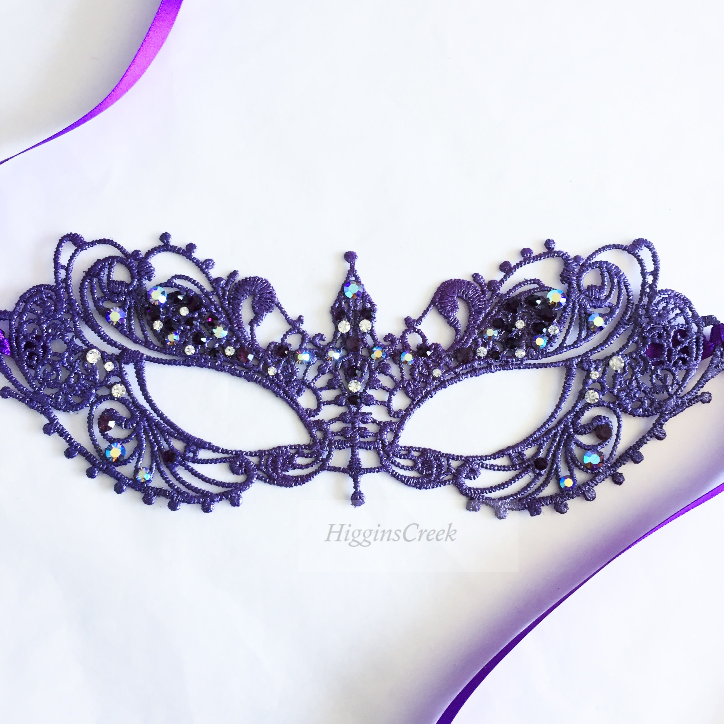 Purple Woman Masquerade Mask With Vibrant Shades of Purple Rhinestones ...