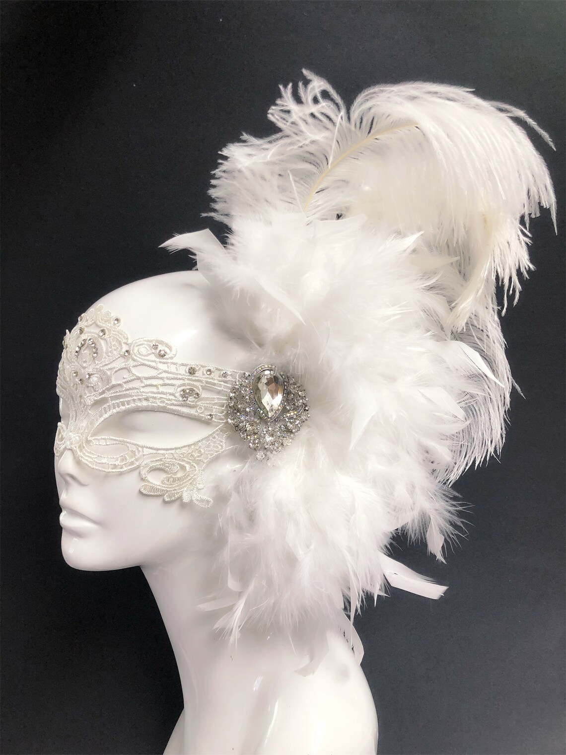 White Masquerade Mask Woman Diner En Blanc Masks White Wedding - Etsy