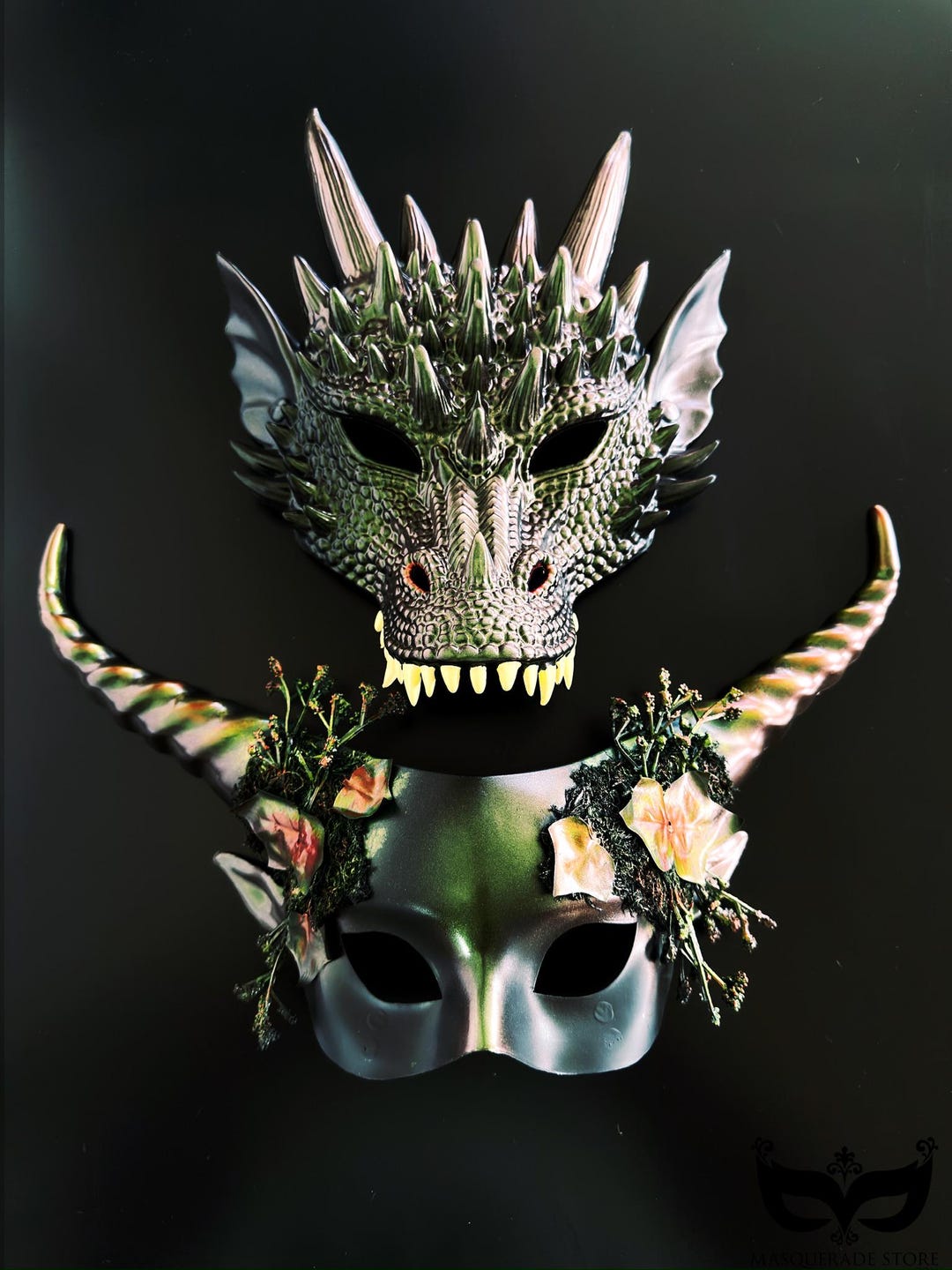 Spiked Dragon & Horned Faun Couples Mythical Masquerade Mask - Etsy