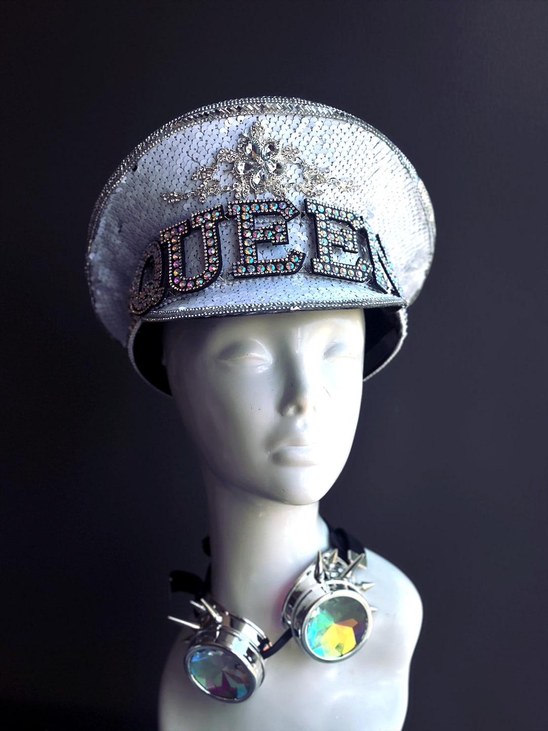 White Holographic Captain Party Hat for Festival, Rave, Concert - Etsy