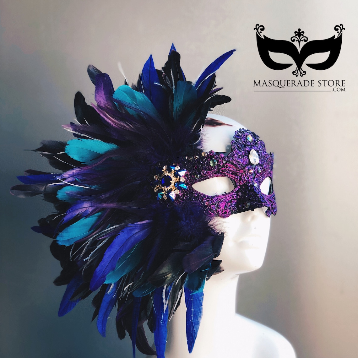 Stunning Masquerade Mask Purple Turquoise Mask Unique Mix Teal - Etsy