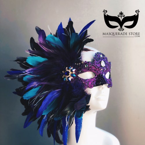 Stunning Masquerade Mask Purple Turquoise Mask Unique Mix Teal - Etsy