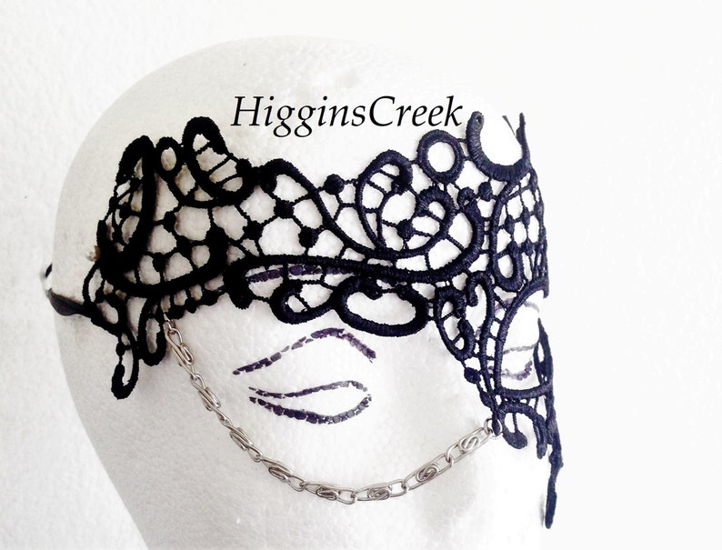 Half Face Masquerade Mask With Chains and Embroidery Lace - Etsy