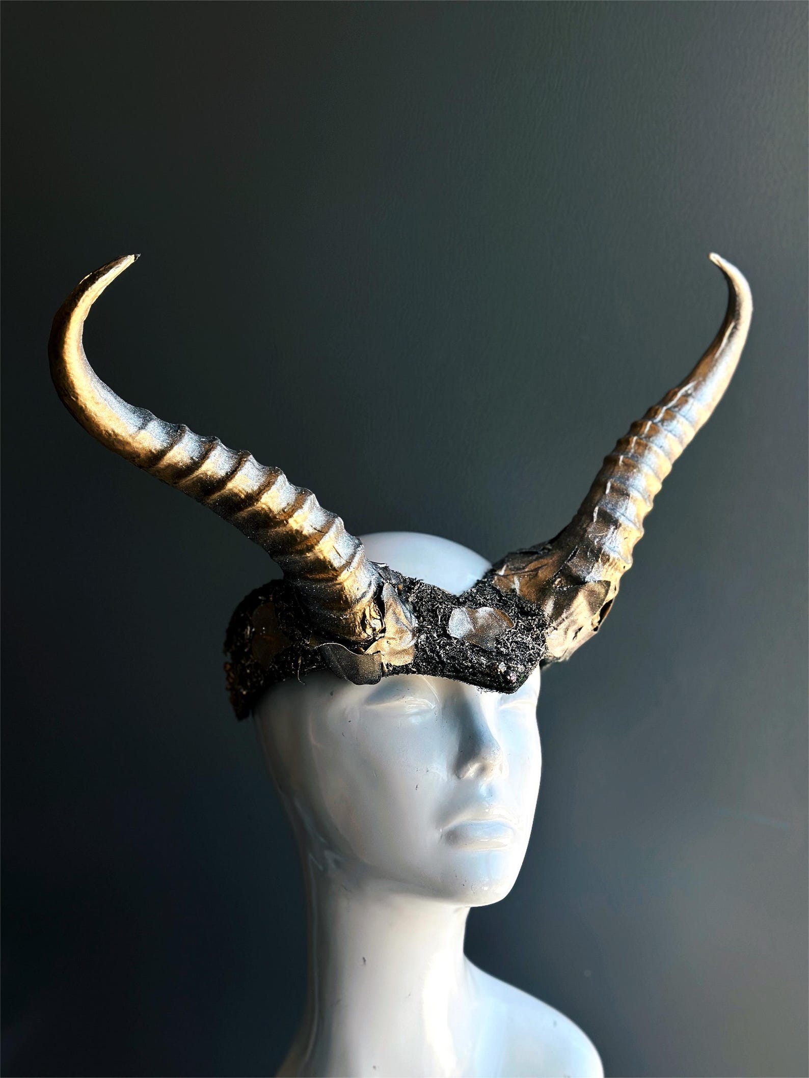 Gold Deer Antler Headdress Gold Ritual Crown Antler Headpiece L ...
