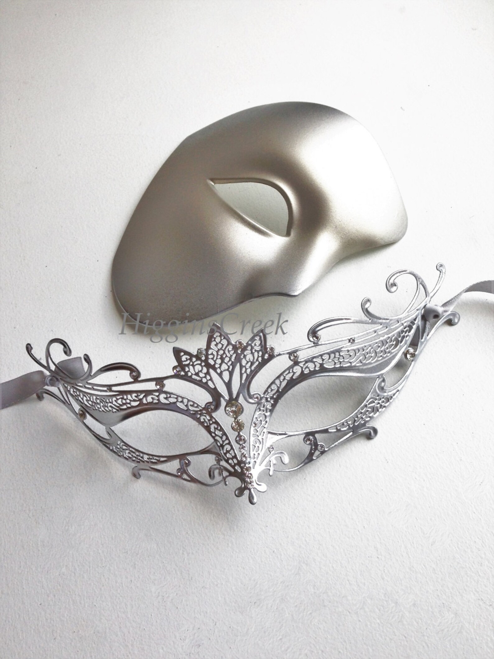 Silver Couples Masquerade Mask Silver Masquerade Masks His | Etsy