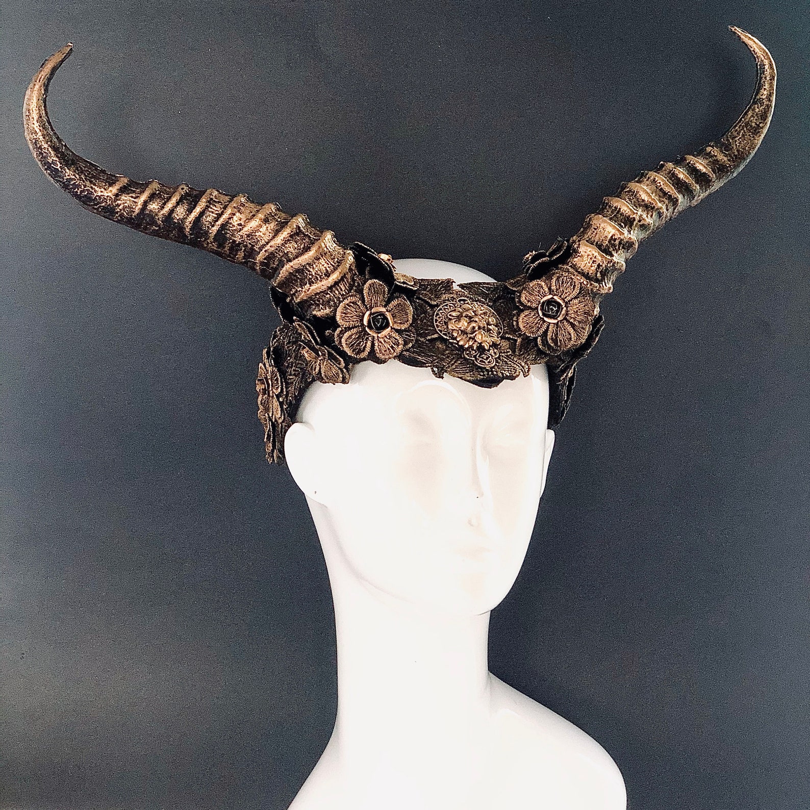 Women's Horned Headpiece Mythical Creature Horns Black | Etsy