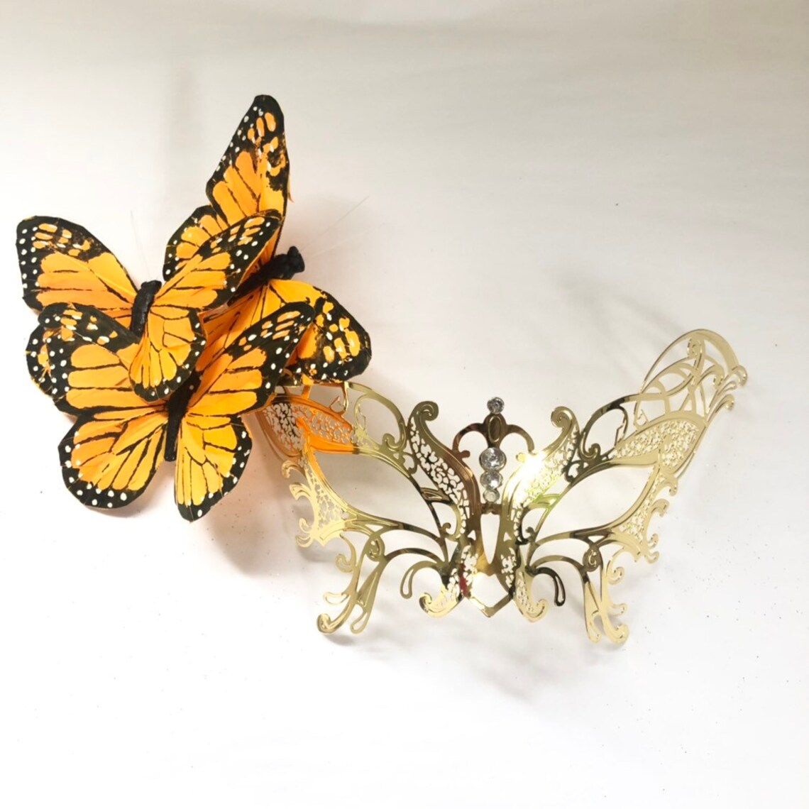 Masquerade Mask With Butterflies Black Metal Mask Butterfly - Etsy