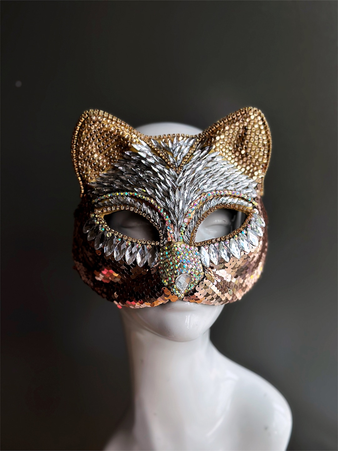 Gatto Mask Cat Masquerade Mask Therian - Gold - Adult - Etsy
