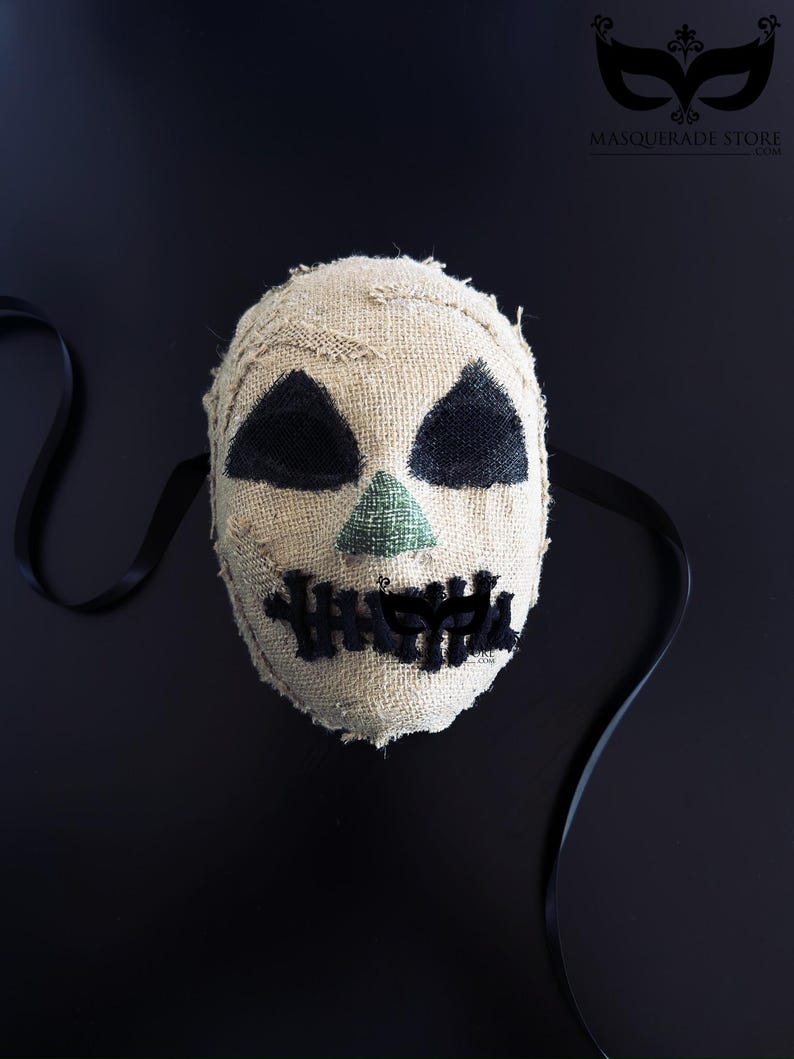 Scarecrow Halloween Burlap Mask, Stitched Horror Mask for Men, Costume ...