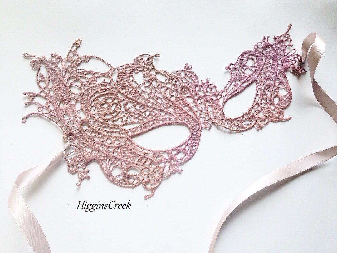 Blush Pink Lace Masquerade Mask for Women Studded With Rhinestones ...