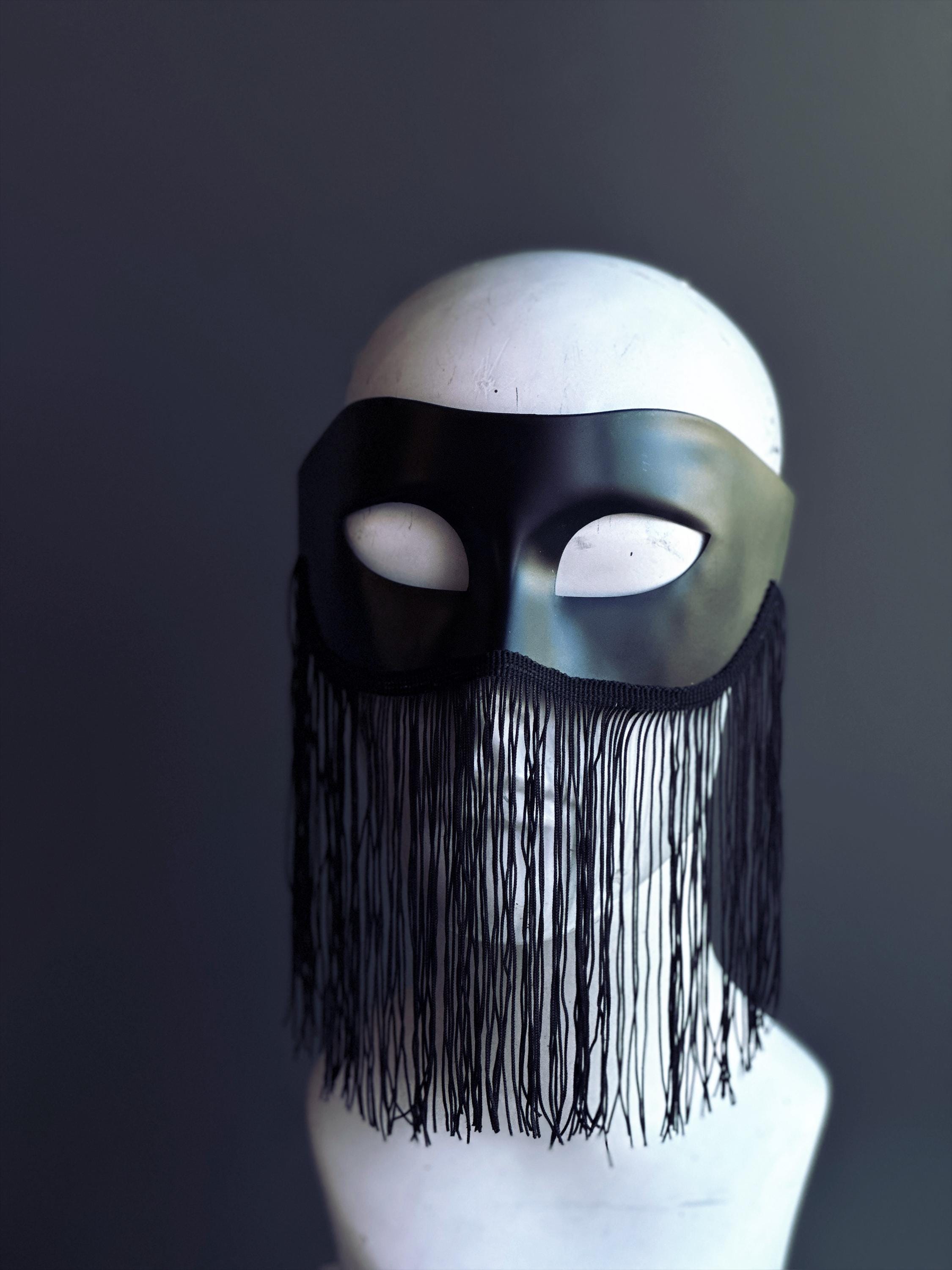 Gold Black Cosplay Fringe Mask - Cowboy Fringe Mask Western Fringe Mask ...
