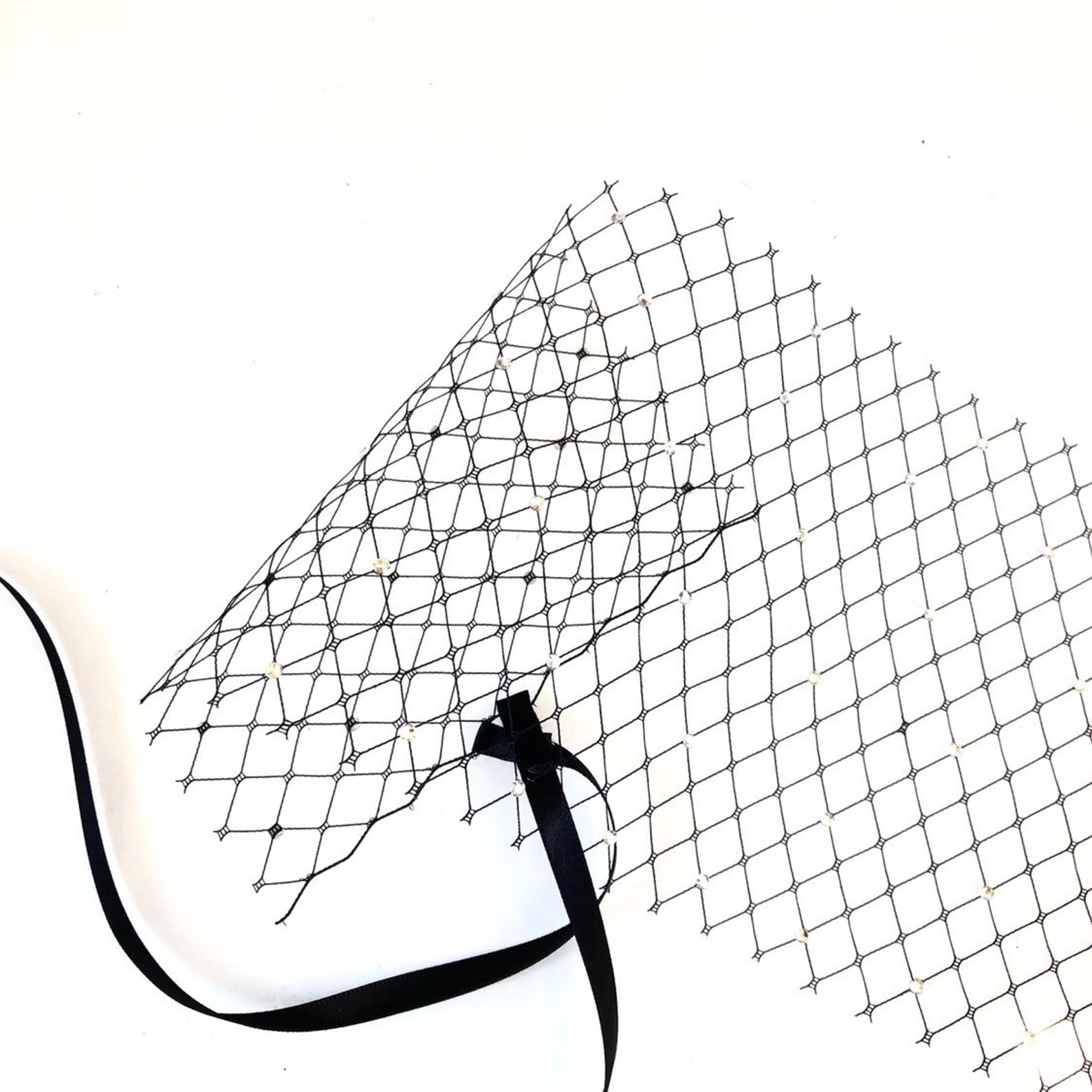 Black Veil Mask Women Masquerade Mask Diamond Studded Veil | Etsy