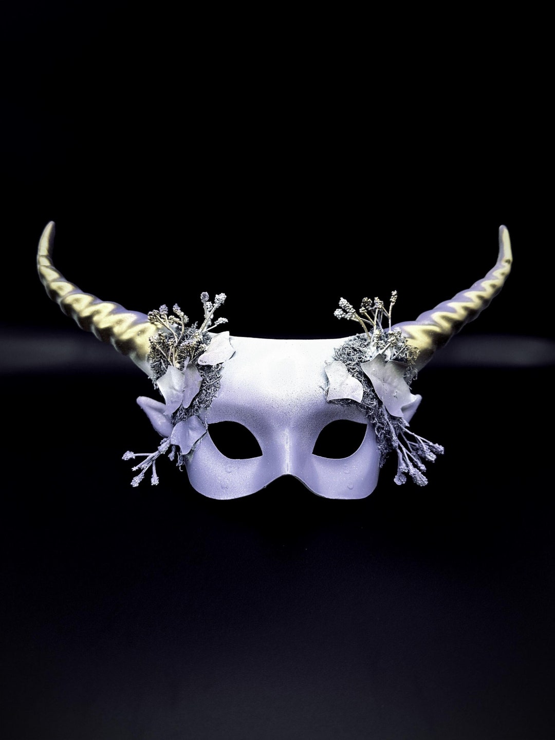 Enchanted Horn Masquerade Mask Women Forest Mask Lavender Fantasy ...