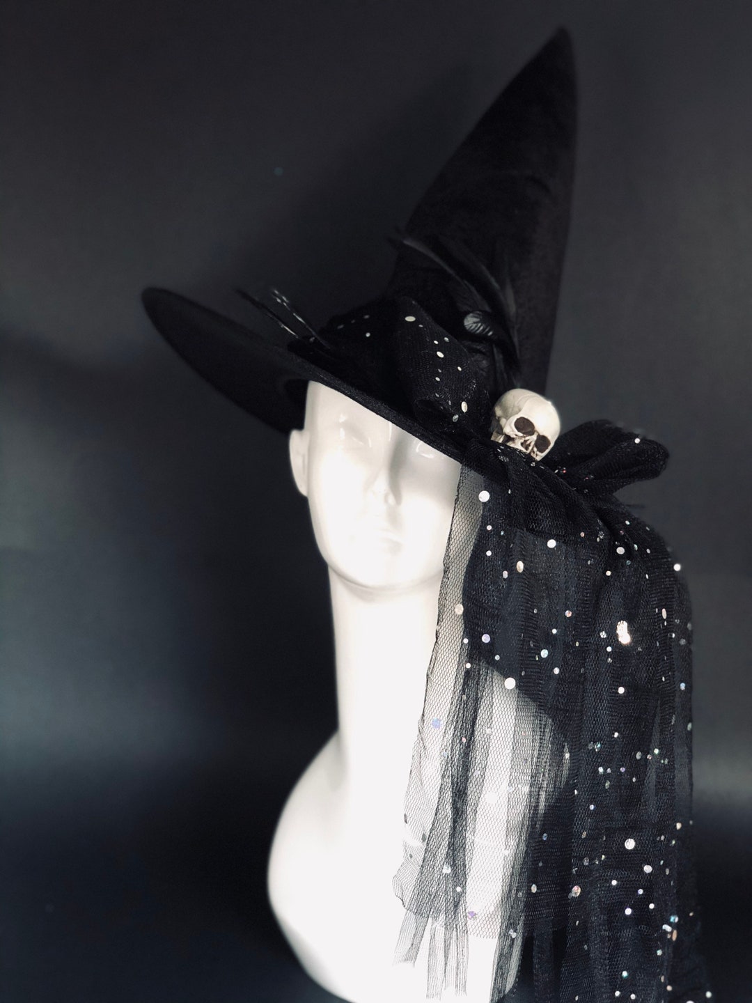 Black TALL Witch Hat Pointy Witches Hat Wizard Hat Witching Hat Wide ...