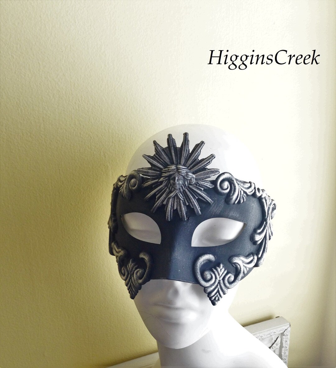 Distressed Masquerade Mask, Silver Mens Masquerade Mask, Sun God Roman ...