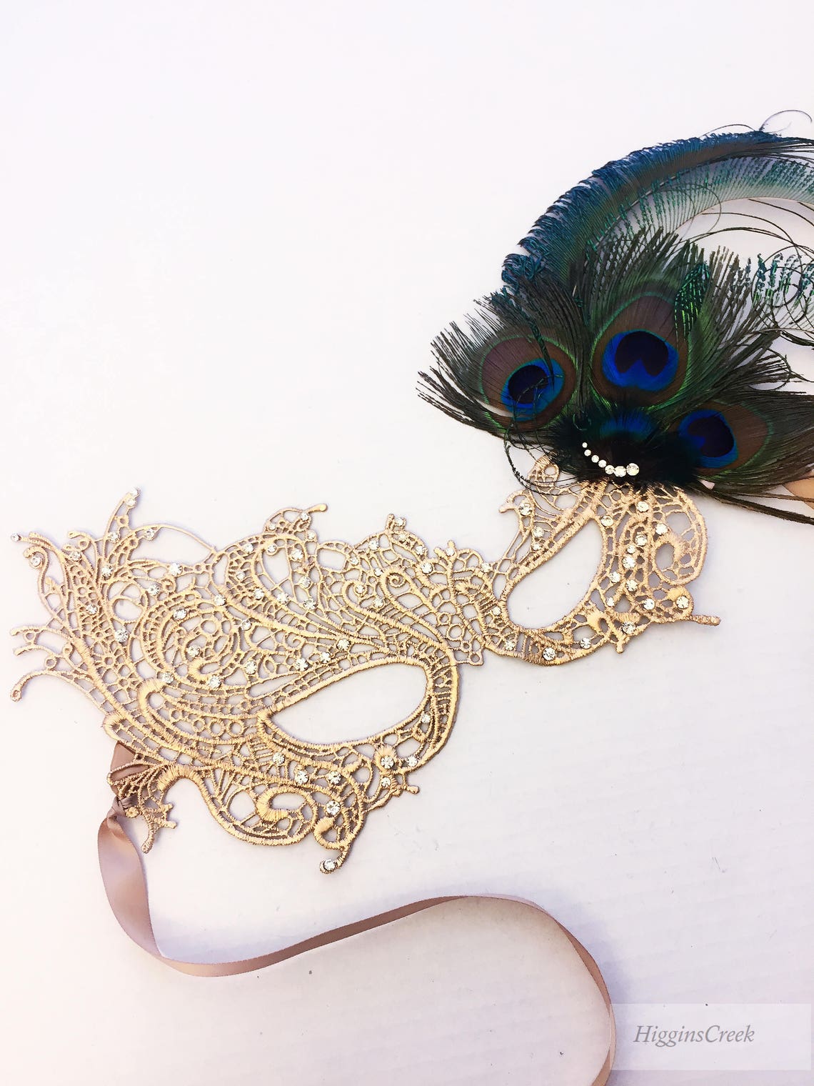 Women Masquerade Mask Feather Lace Mask With Rhinestones | Etsy