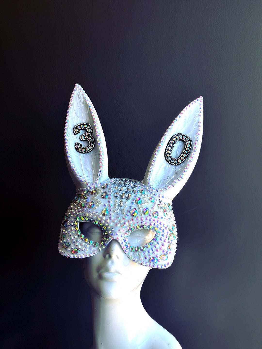 Birthday Bunny Mask, Bunny Ears, Bunny Ear Mask, Party Mask, Birthday ...