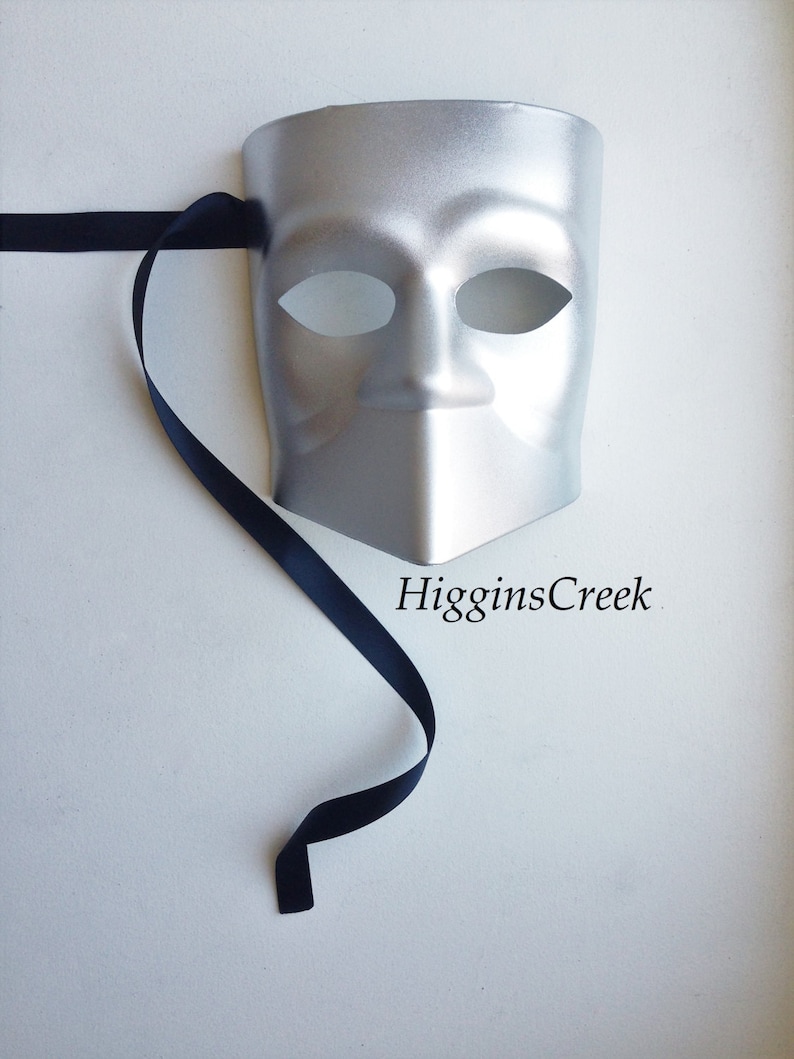 Silver Masquerade Mask Full Face Mask Mens Masquerade Mask - Etsy
