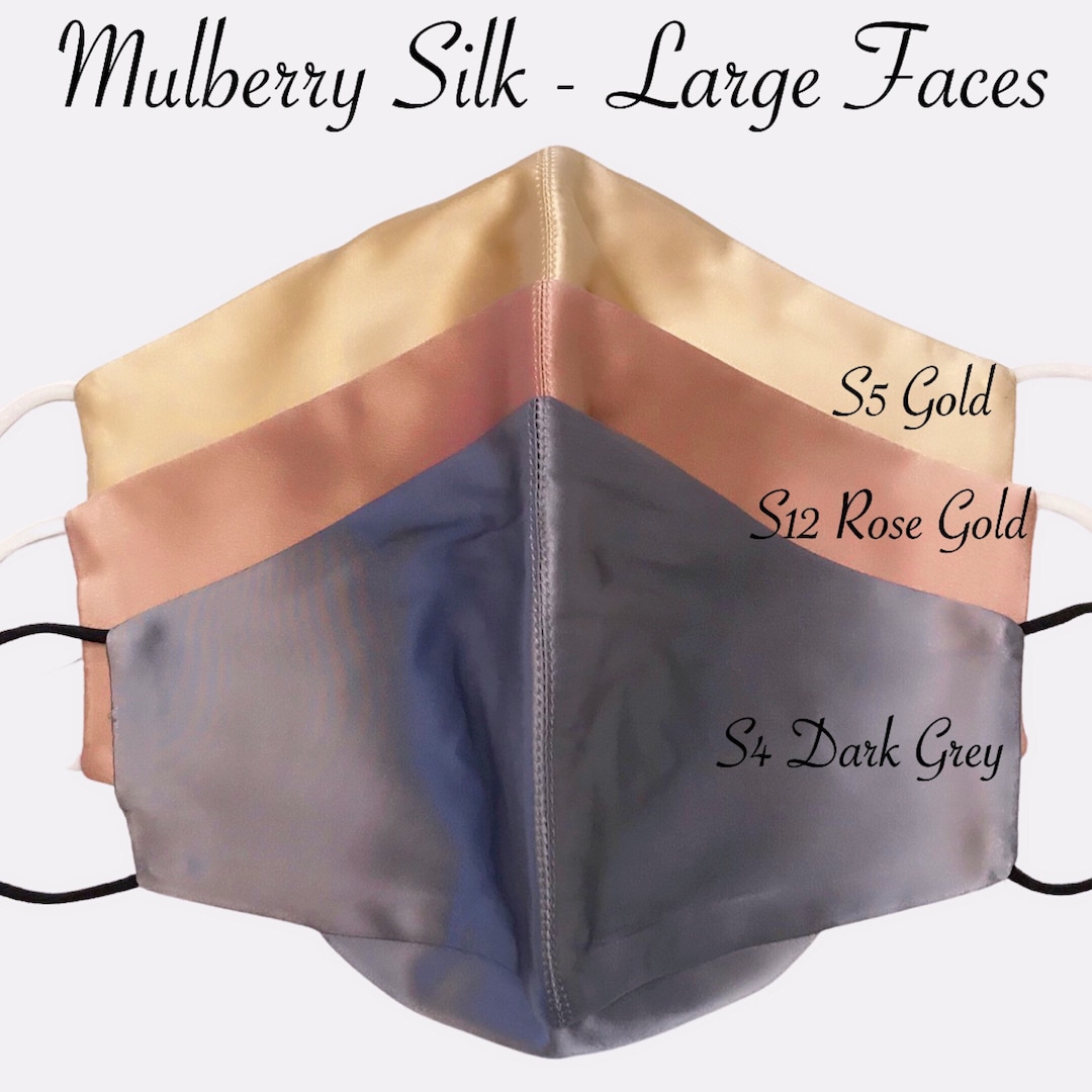 LARGE FACE MASK Mulberry Silk Masks 4 Layer Nose Wire Luxury Face Mask ...