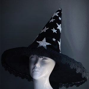 Star Witch Hat, Black Witch Hat, Halloween Hat, Halloween Costume, Witch Costume, Wizard Hat ...