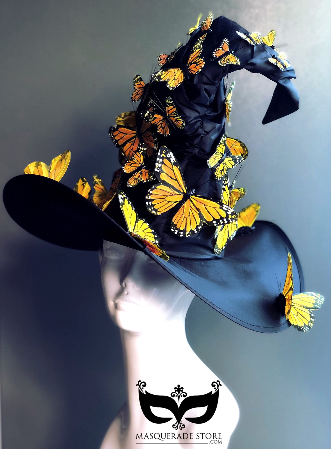 Black Witch Hat Witch Hat Wizard Hat Pointy Hat Wide Brim Hat - Etsy
