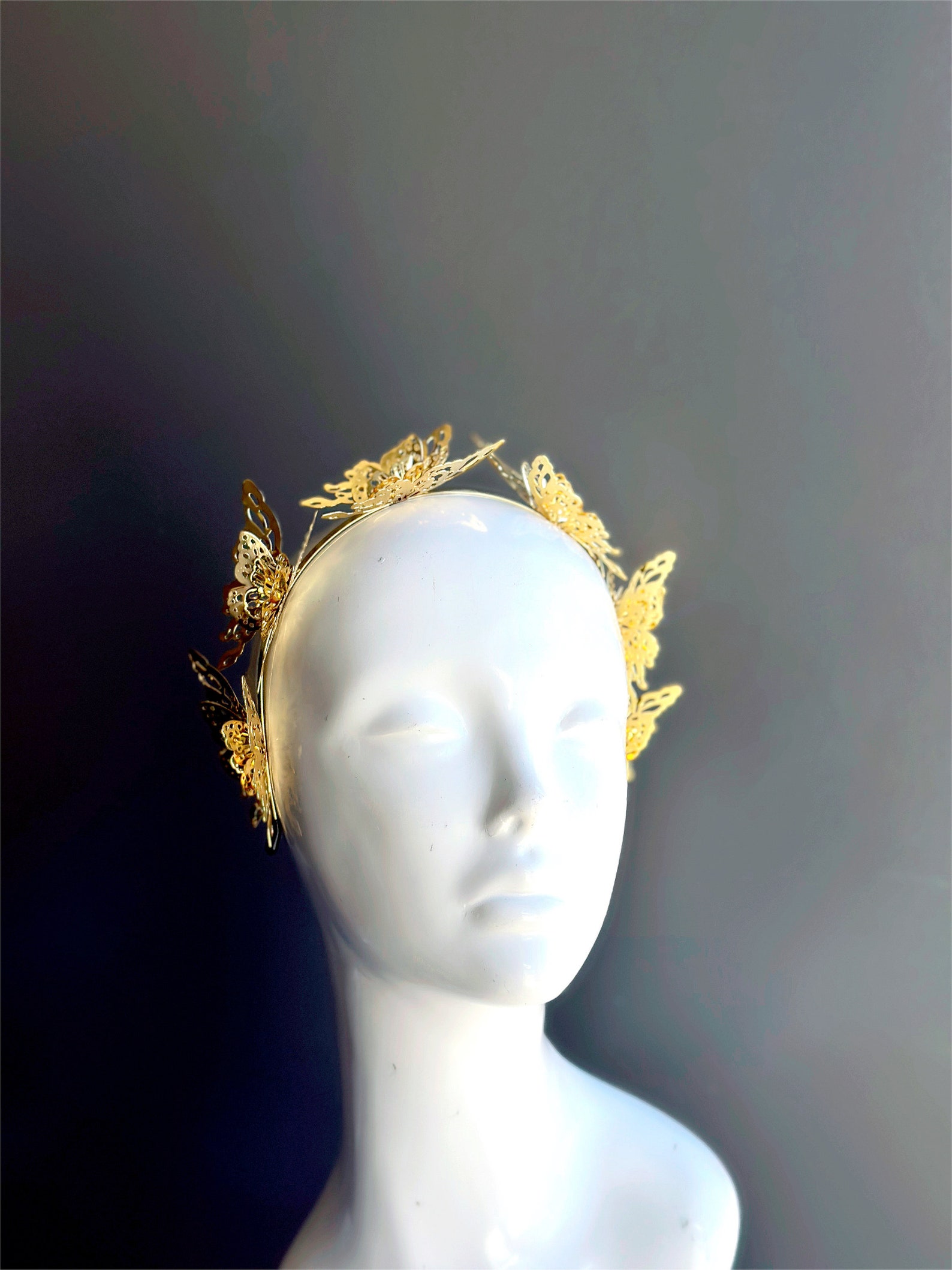 Gold Butterfly Headband, Metal Headband, Butterfly Headpiece, Butterfly ...