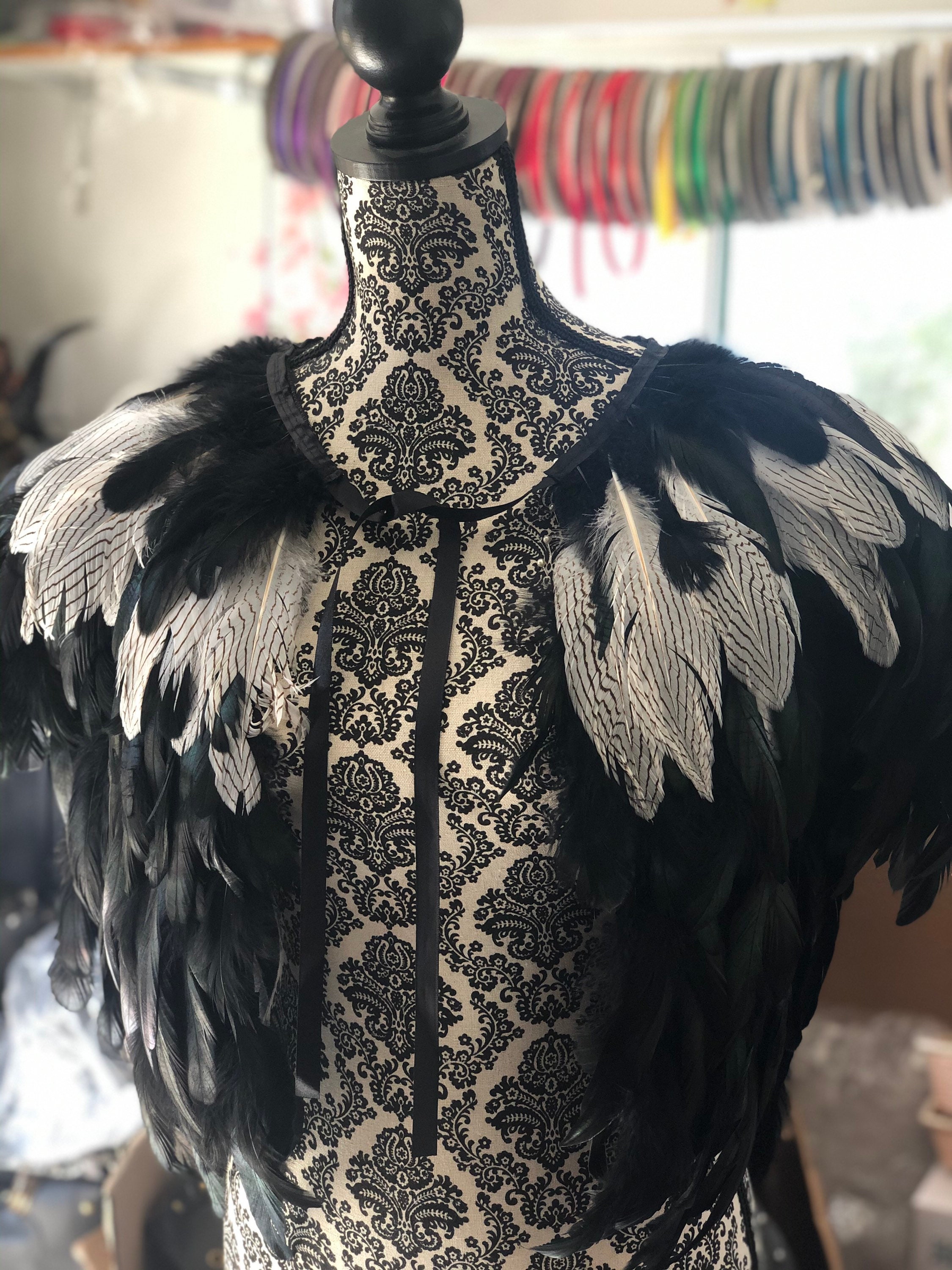 Black Feather Cape Wicker Man Viking Warrior Feather Cape Ritual ...