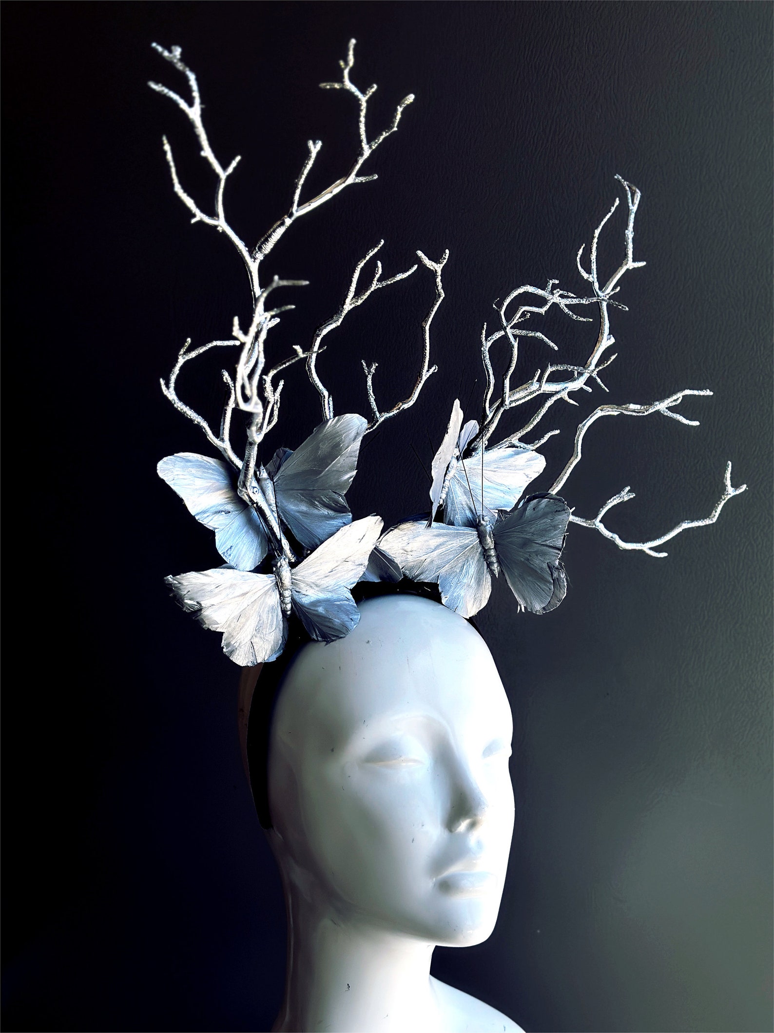 Silver Nature Crown, Woodland Forest Headpiece, Tree Branch Magical ...