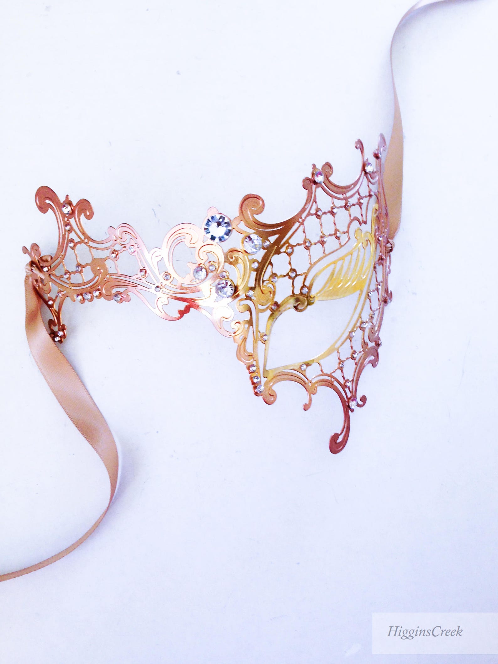 Rose Gold and Gold Masquerade Mask for Women Rose Gold - Etsy