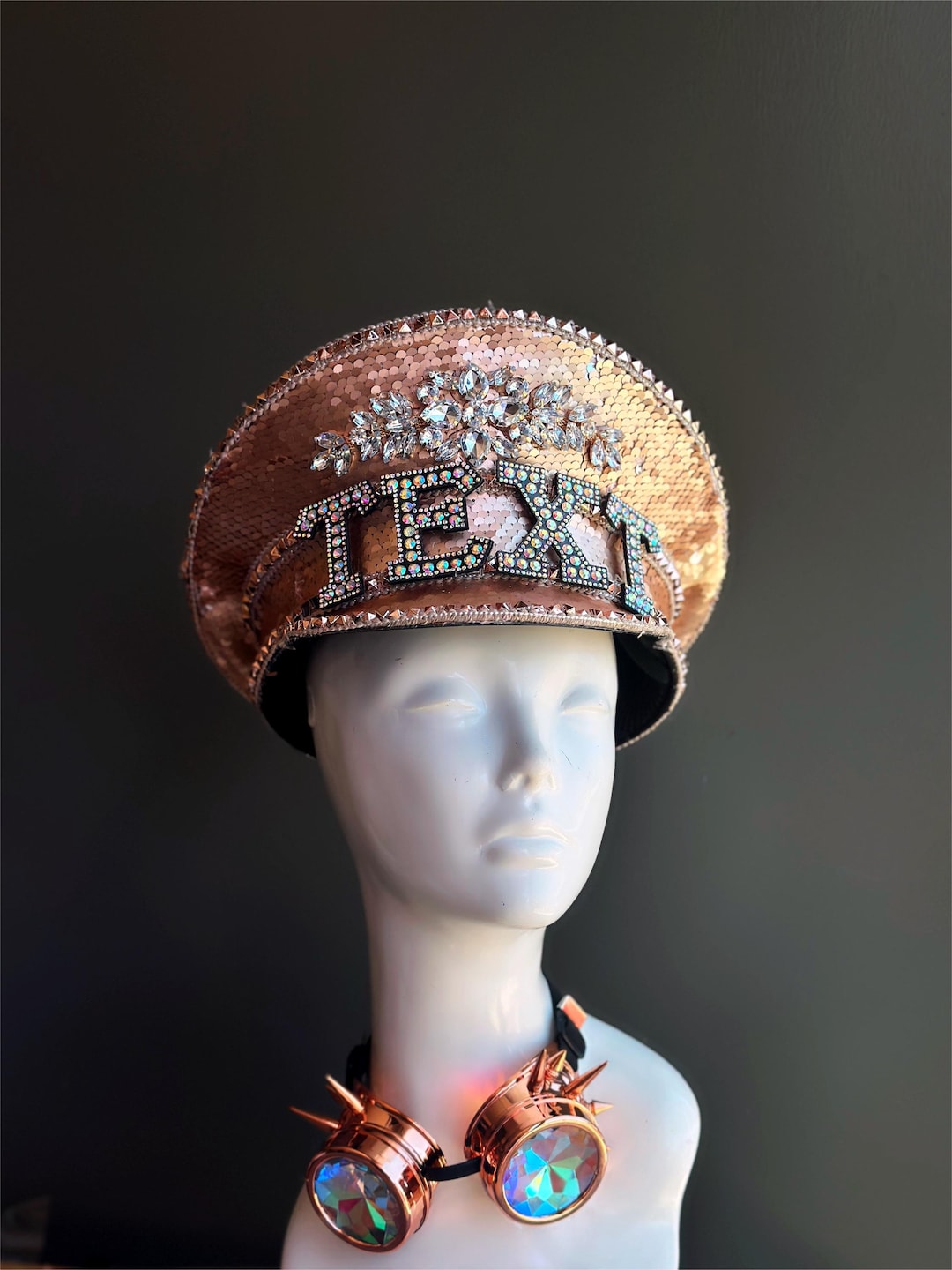 Summer Festival Hat Rose Gold Captains Rave Hat Fan Captains Hat With ...