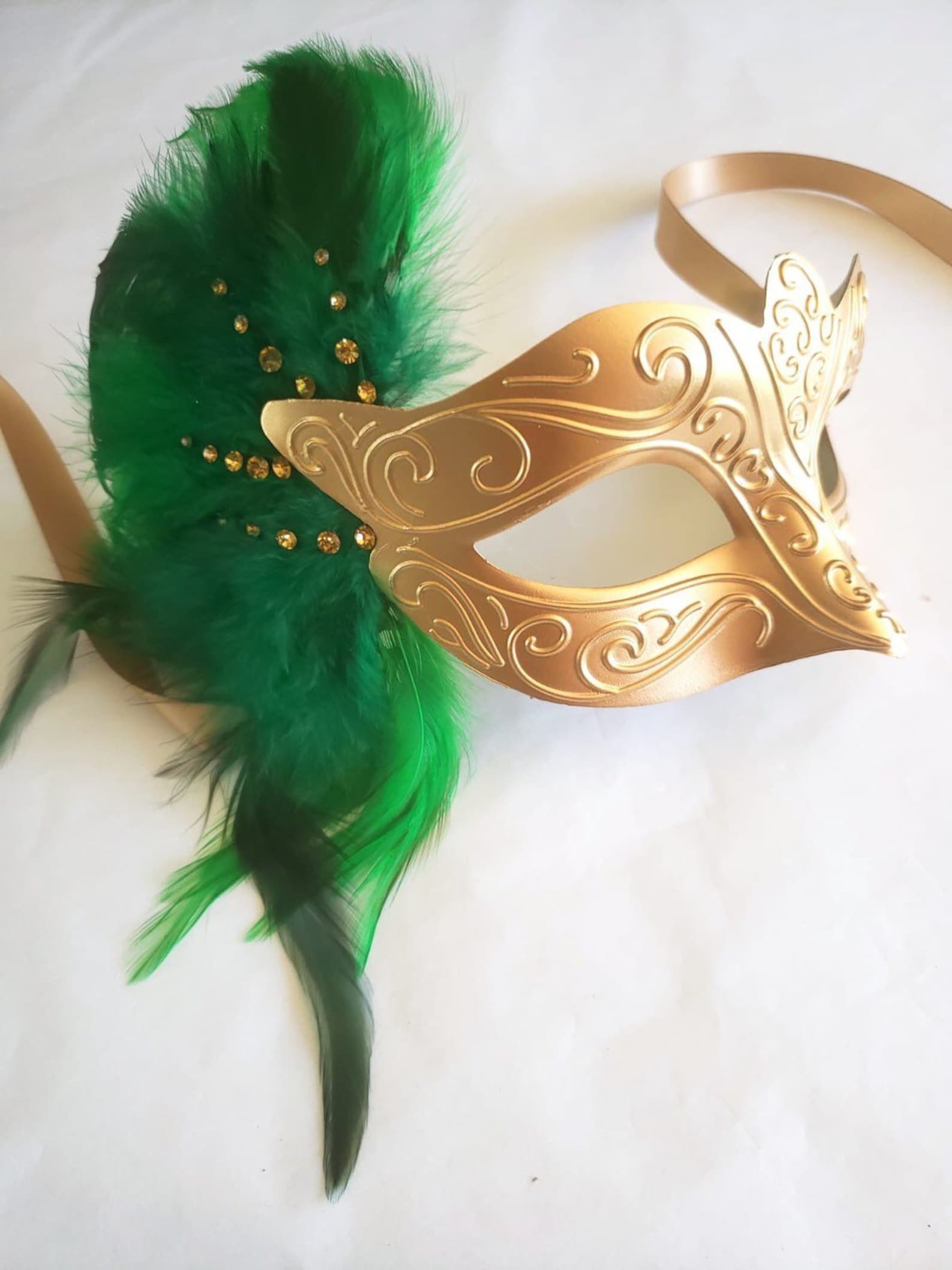 Green Womens Masquerade Mask Mardi Gras Gold Venetian Mask - Etsy