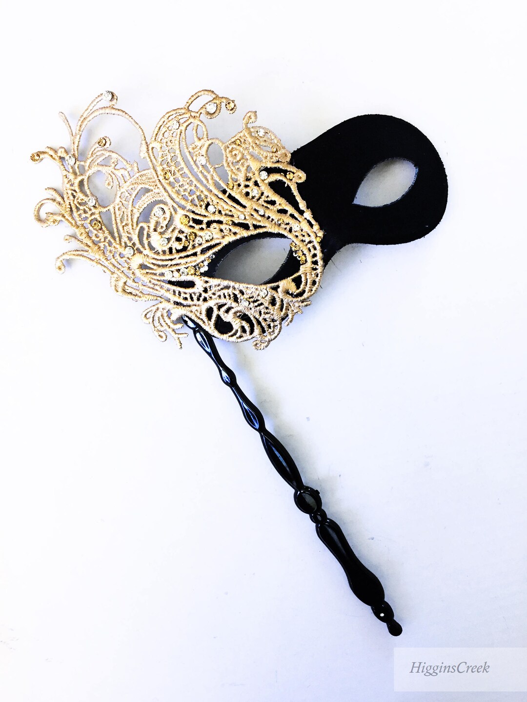 Gold Goddess Phantom Venetian Masquerade Mask With Handheld Stick and ...