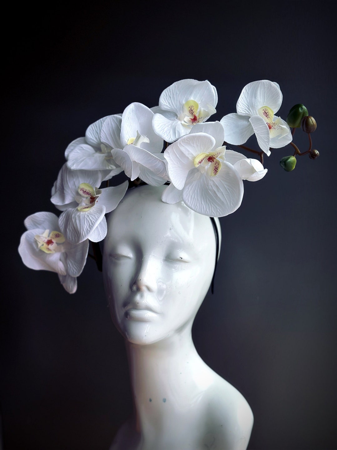 White Floral Fascinator Hat Women Orchid Hat Derby Hats Wedding Derby ...