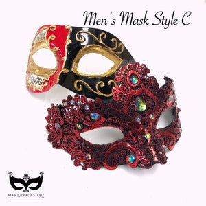 Red Masquerading Party Masks, Christmas Masquerade Masks, Couples Masks ...